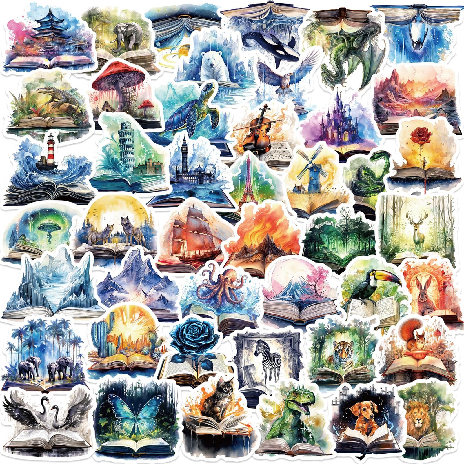 50 Pcs Wizard Stickers Pack for Adults Teens Kids, Cartoon Magic Book ...