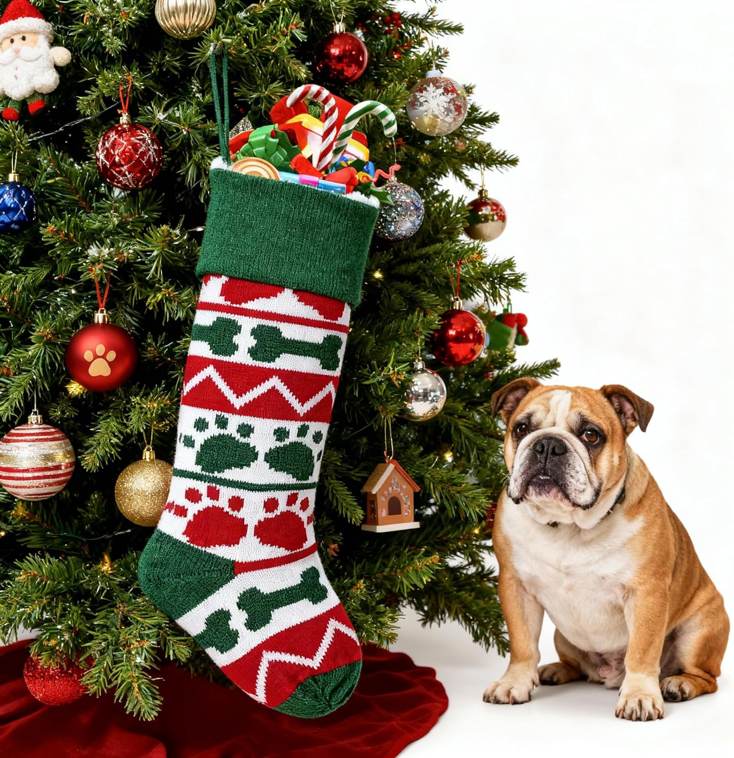 Amazon.com: Summerdate 18inch Pet Christmas Stockings, Large Knitted ...