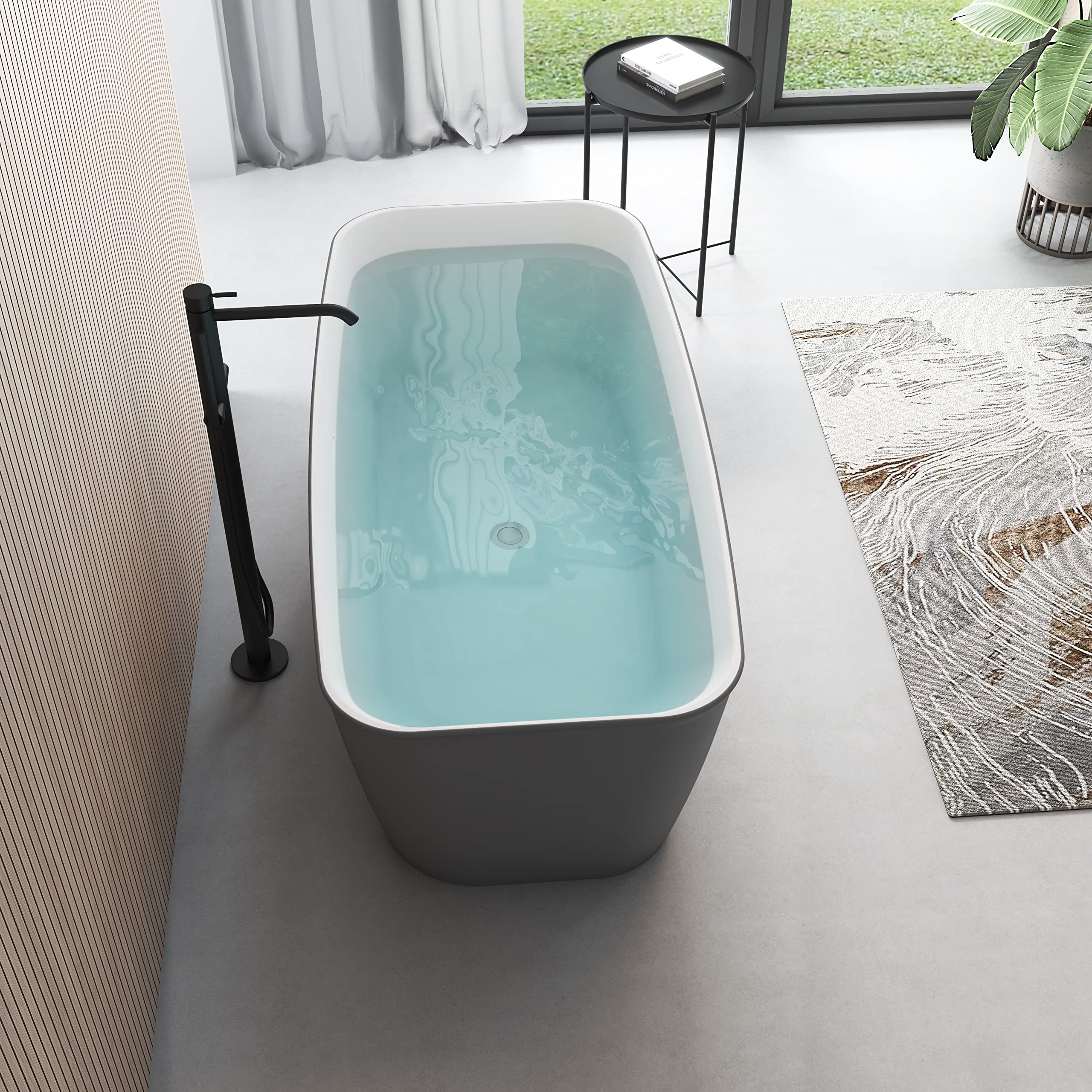 Mokleba 59" Lucite Acrylic Freestanding Bathtub, Trapezoidal Shape ...