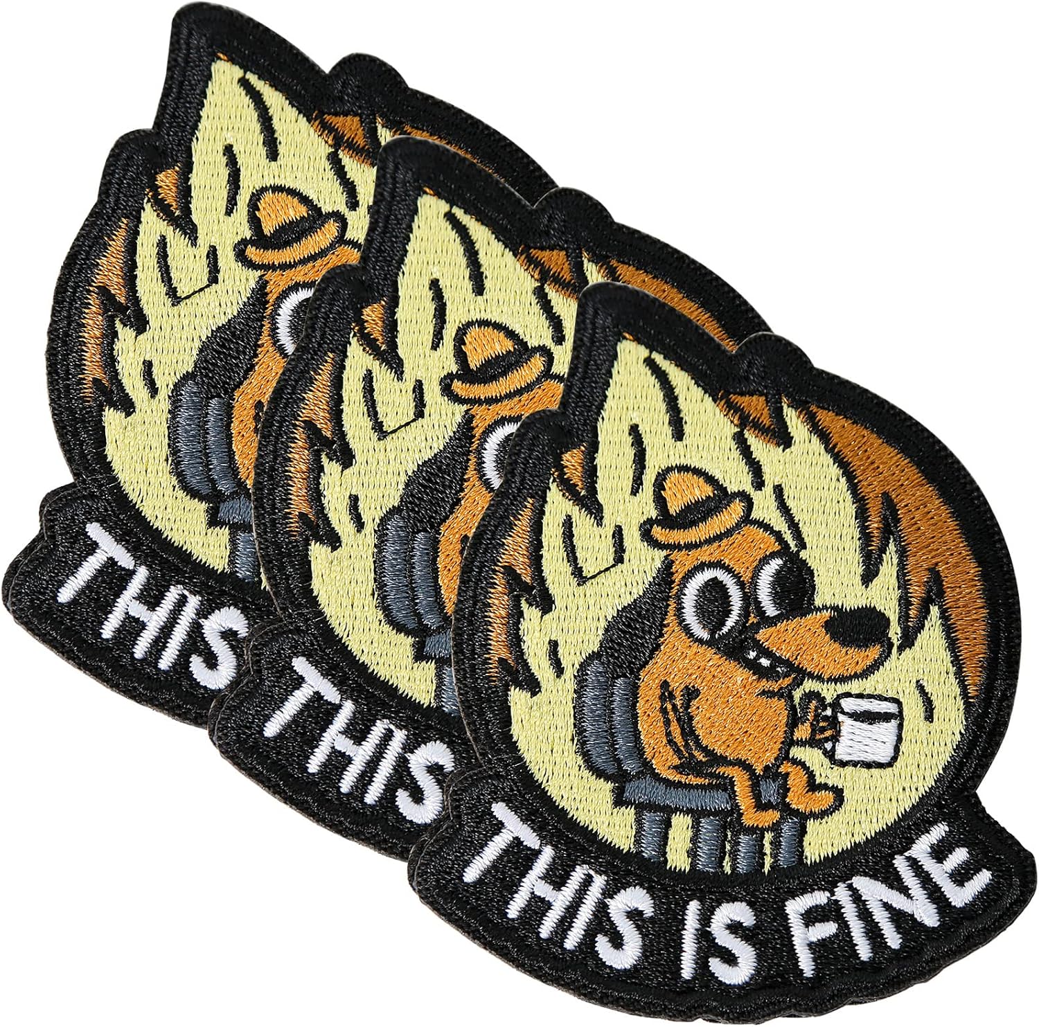 Amazon.com: XMJY This is Fine Dog Patch, 3 Pcs Funny Meme Embroidered ...