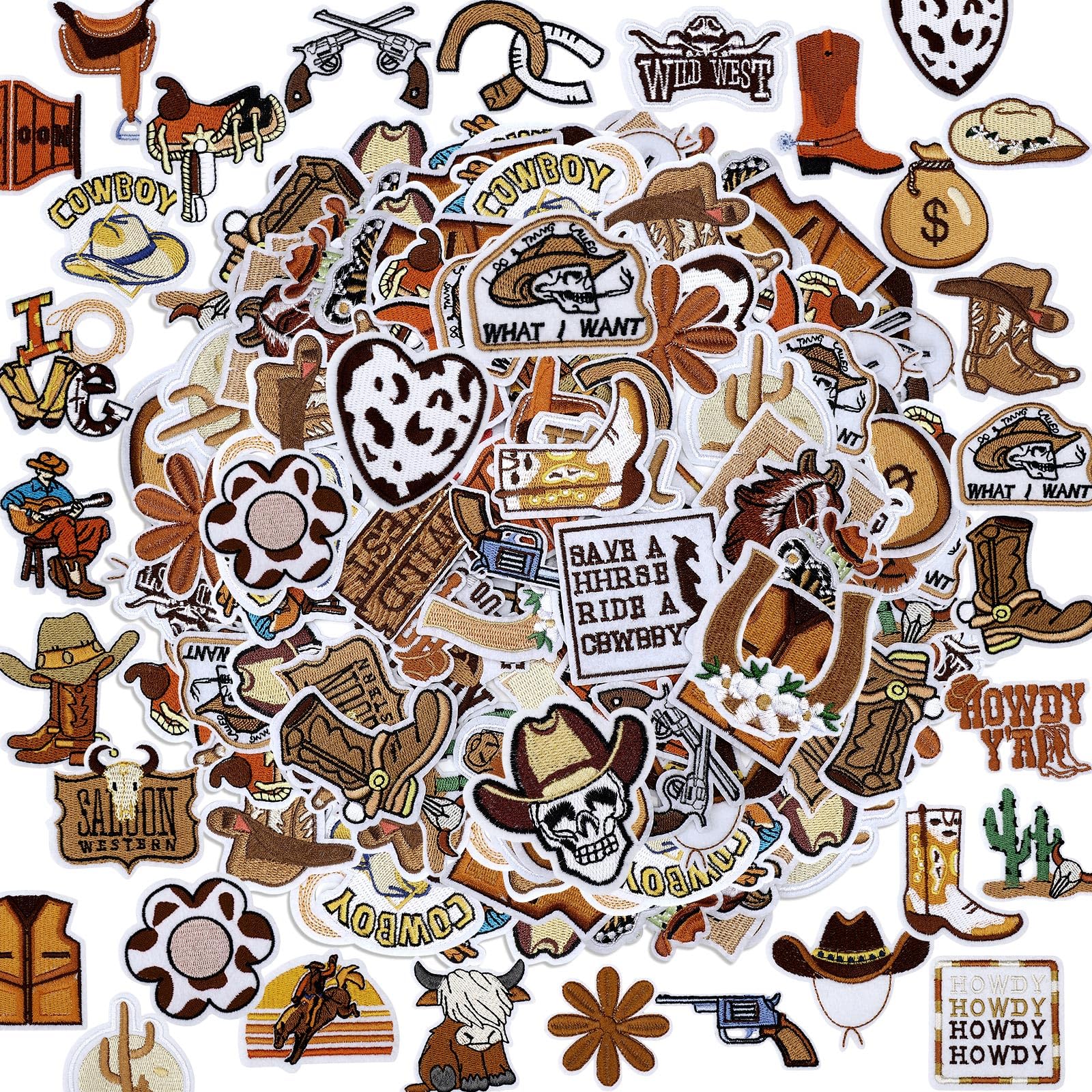 Amazon.com: 80 Pcs Country Iron on Patches Bulk for Western Hat 50 ...