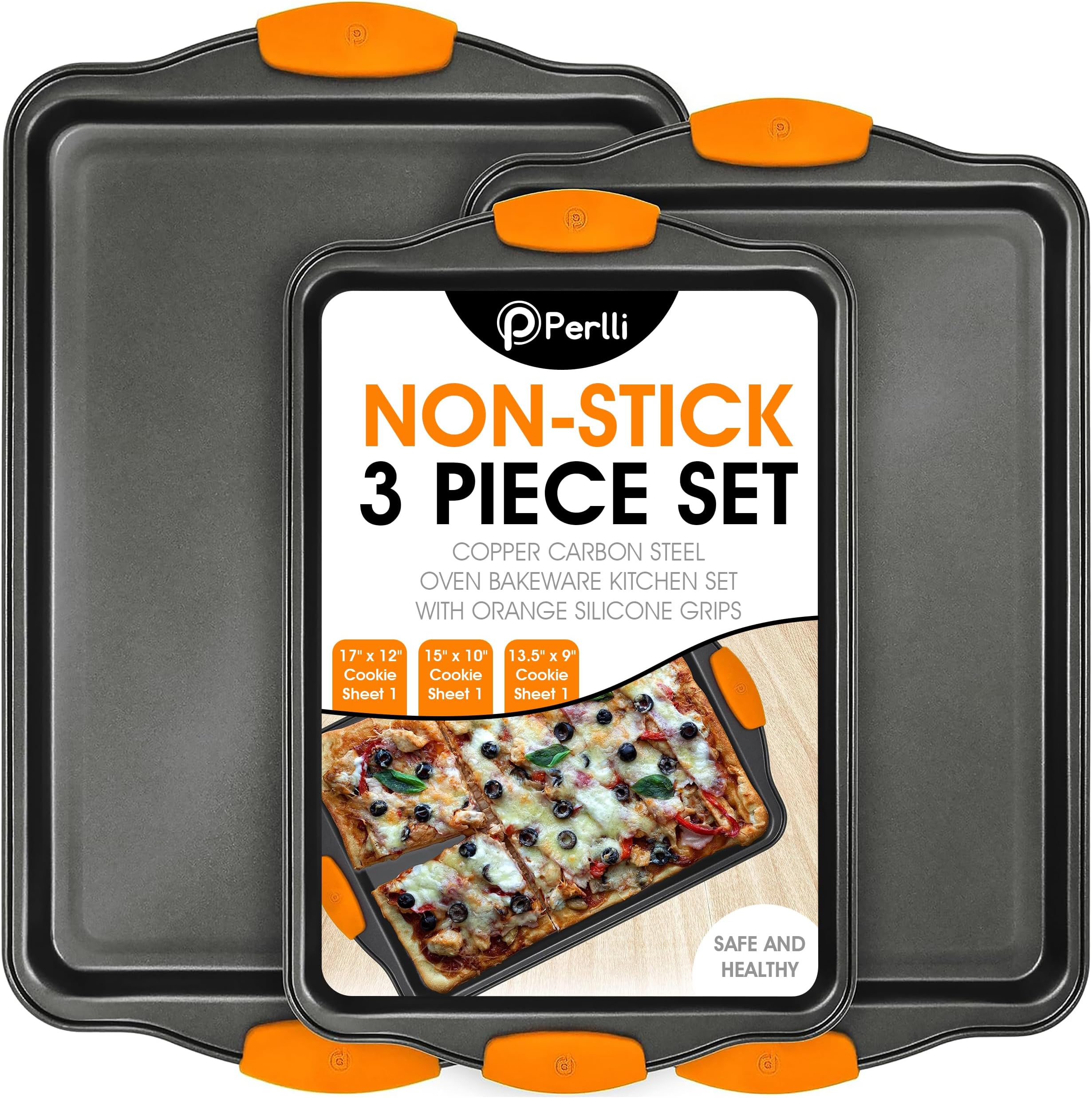 Amazon.com: Caliente Nonstick Bakeware Set of 2 Cookie Sheets | Premium ...