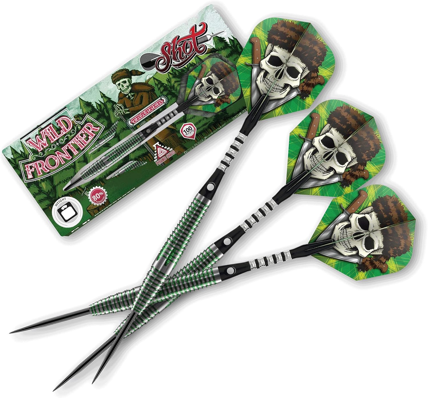 Shot! Darts Wild Frontier Trapper-Steel Tip Dart Set-Front Weighted-80% ...