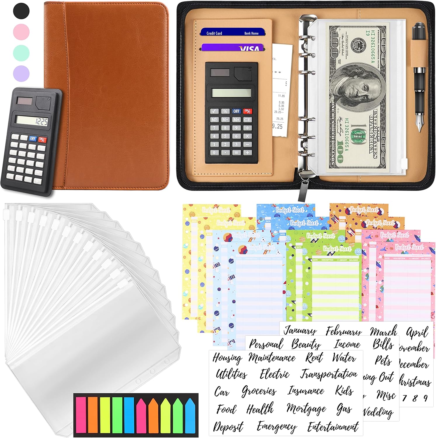 Amazon.com : Budget Binder with Zipper Envelopes, Cash Envelopes for ...