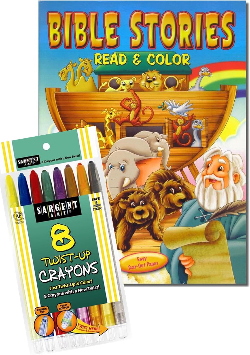 Amazon.com : Bible Stories Coloring Book Set with Twist-up Crayons ...