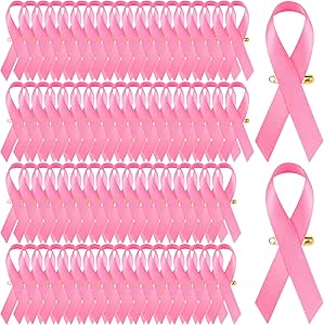 Amazon.com: Hiwooii 144 Pack Pink Ribbon Pins Breast Cancer Awareness Safety Pins Polyester Pink ...