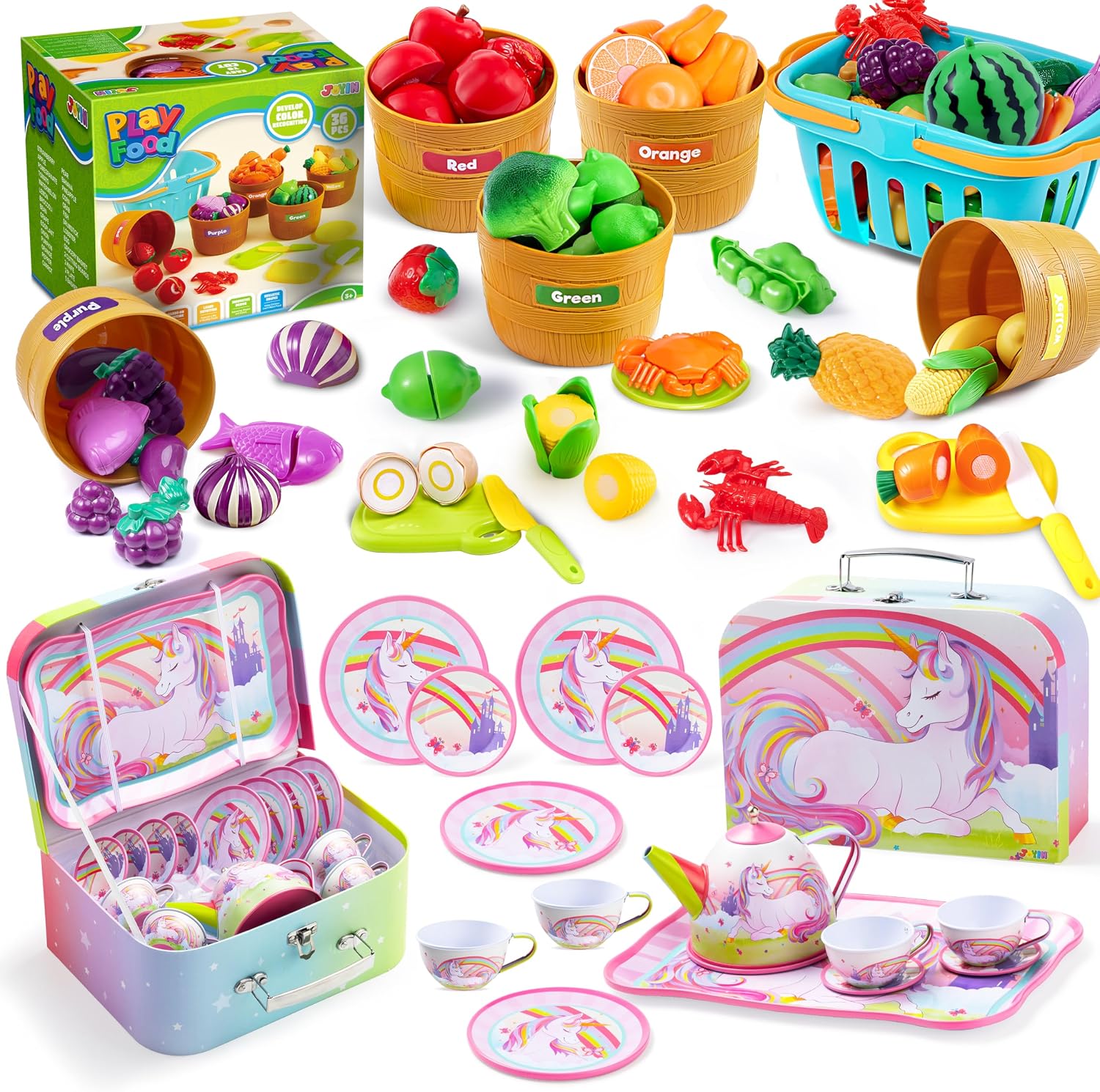 Amazon.com: JOYIN 15Pcs Unicorn Castle Tea Set for Toddlers, Pretend ...