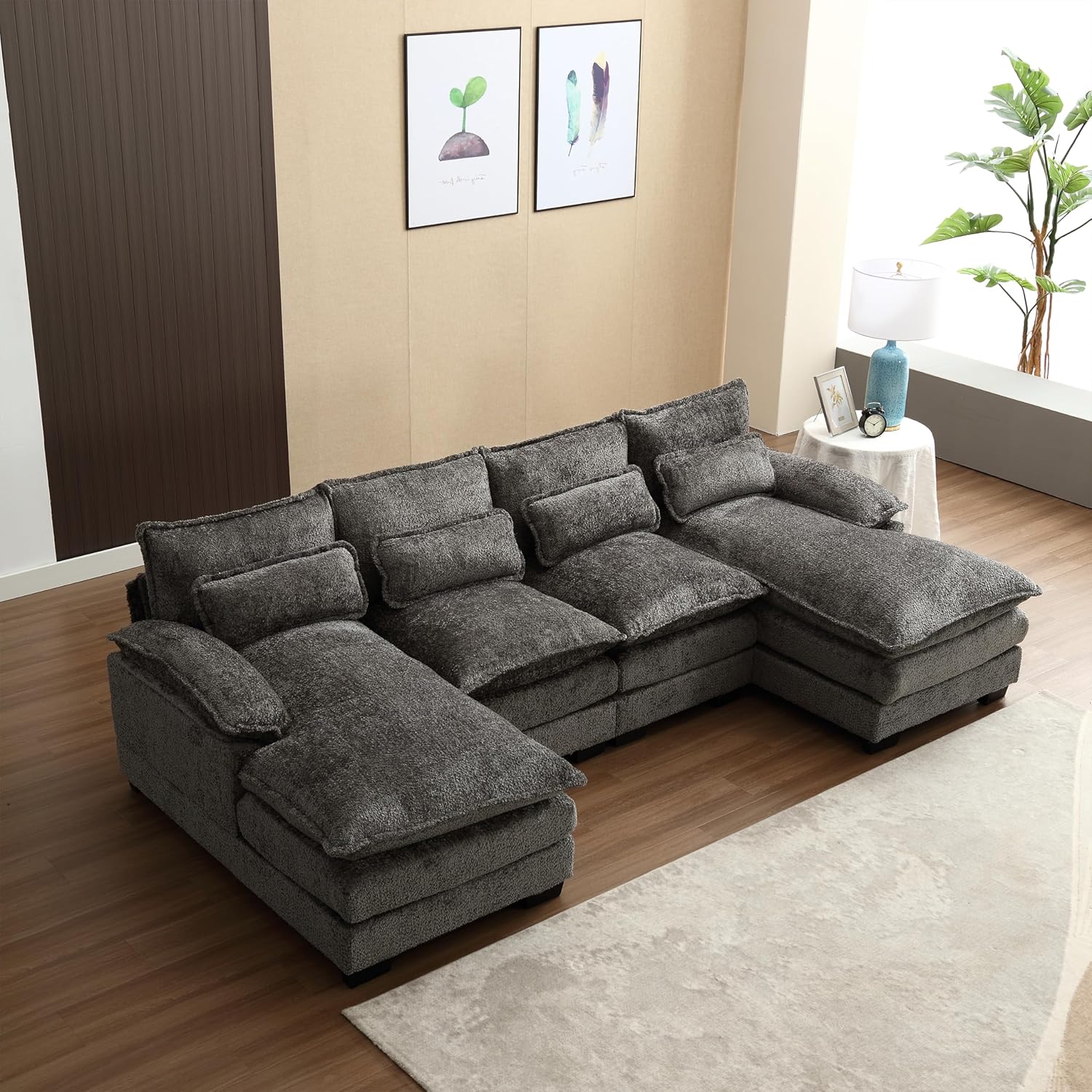 Amazon.com: FANYE U-Shaped Corner Convertible Modular Sectional Sofa Couch W/ 2 Chaises and 4 ...