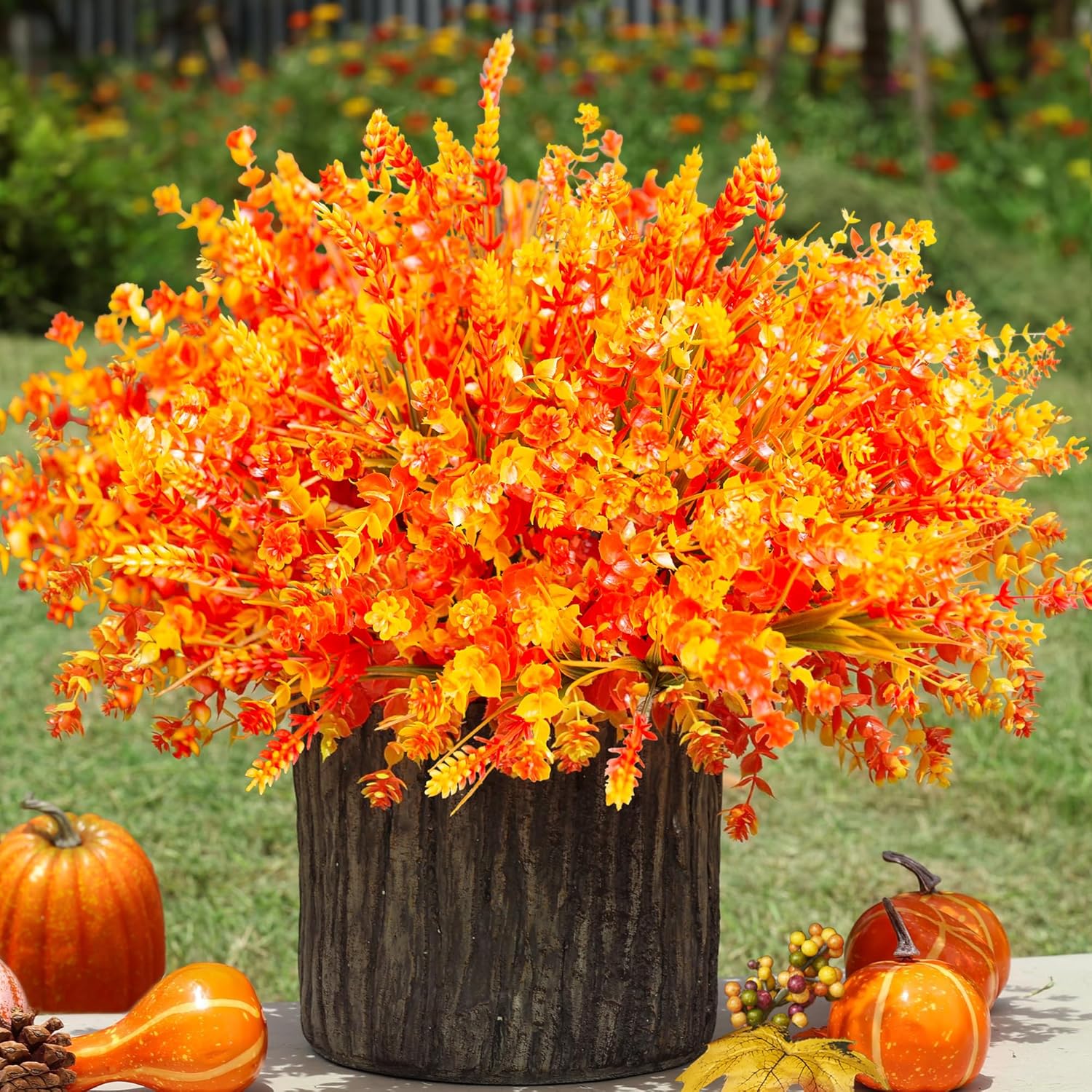 Amazon.com: Ivydale Artificial Faux Fall Mums Flowers Plants for ...