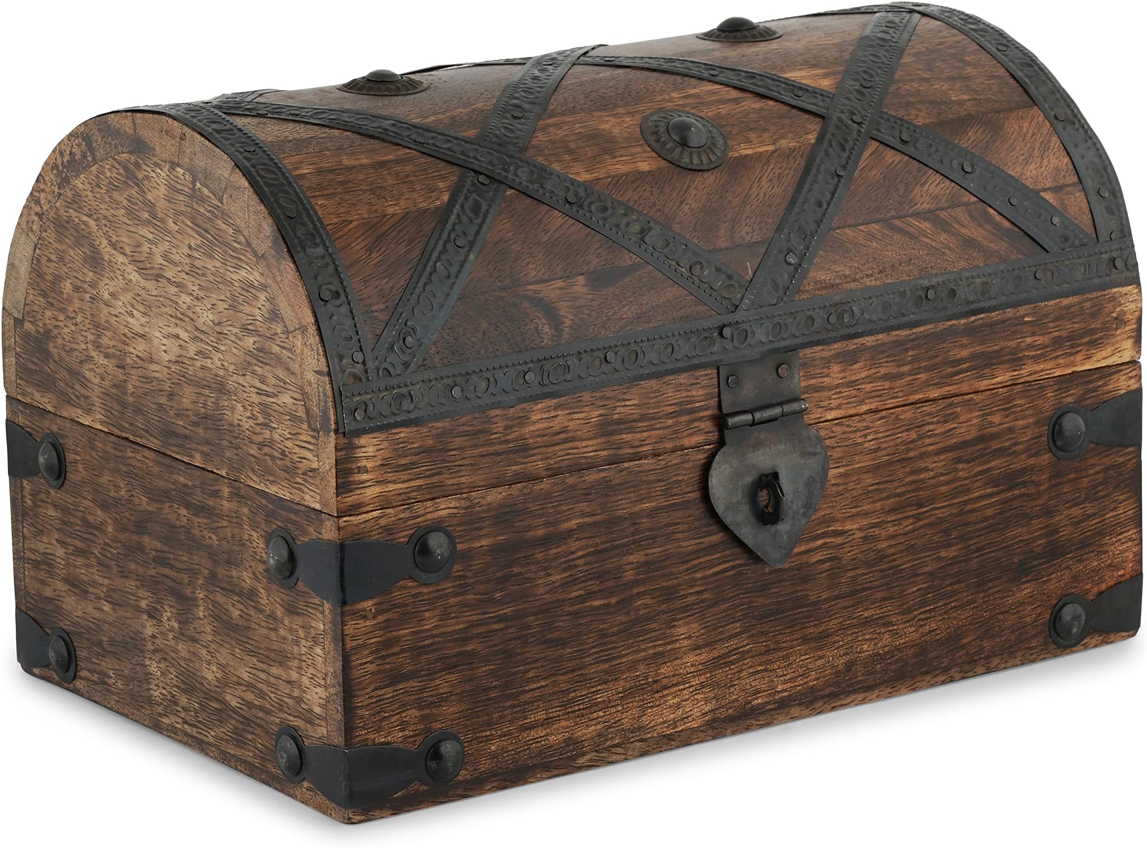Amazon.com: Ajuny Wooden Handcrafted Decorative Pirate Treasure Chest ...