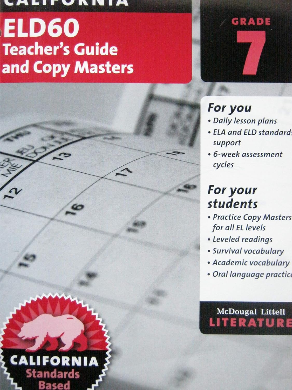 McDougal Littell Literature: ELD 60 Teacher's Guide and Copy Masters ...