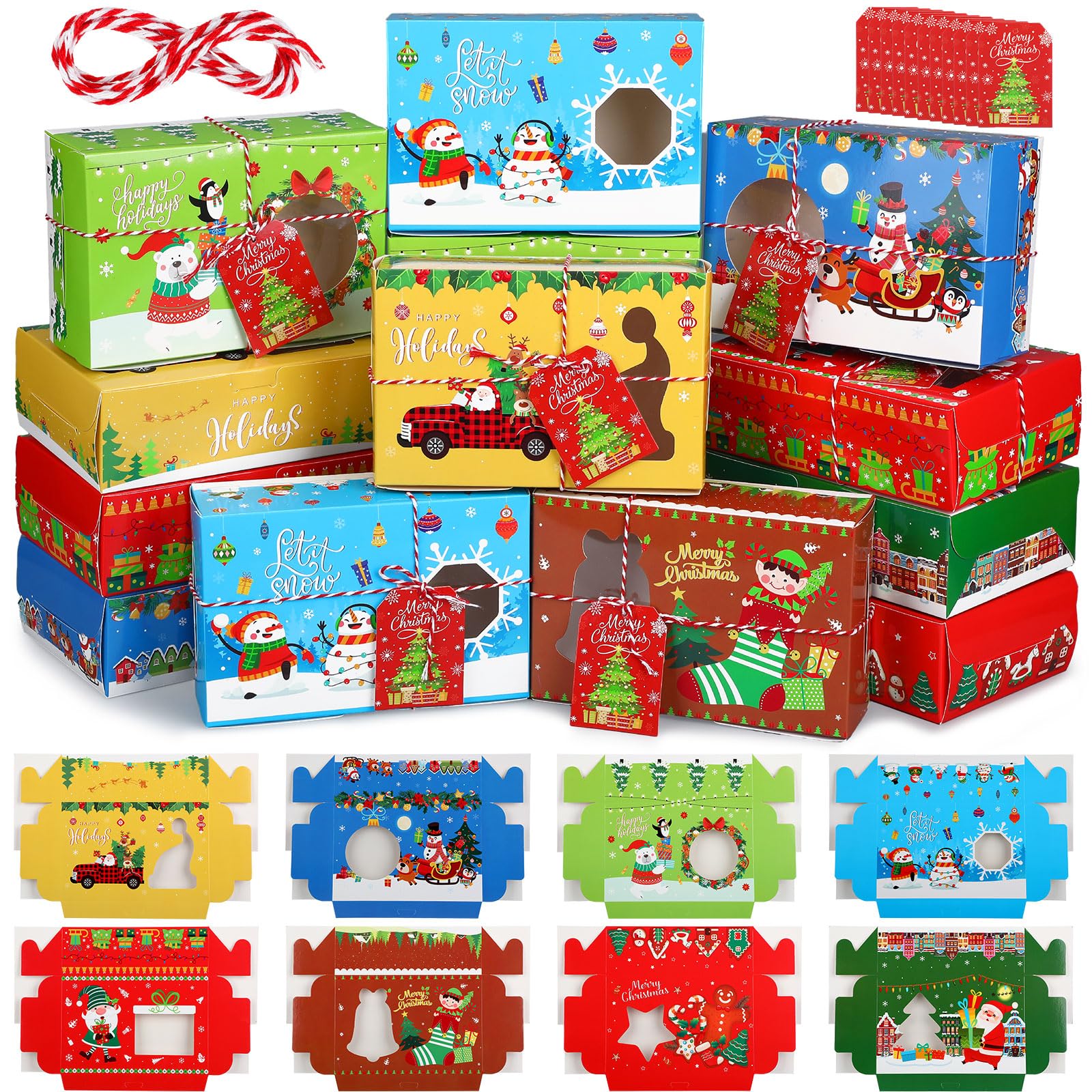 Amazon.com: Zhanmai 64 Pcs Large Christmas Cookie Boxes with Window 8.6 ...