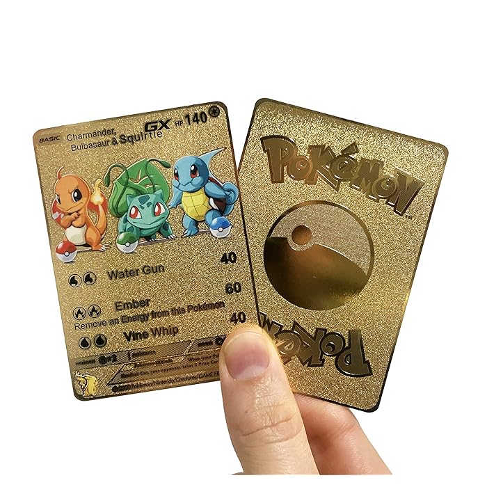 Buy Charmander, Bulbasaur & Squirtle GX Custom Gold Metal Pokemon Card ...