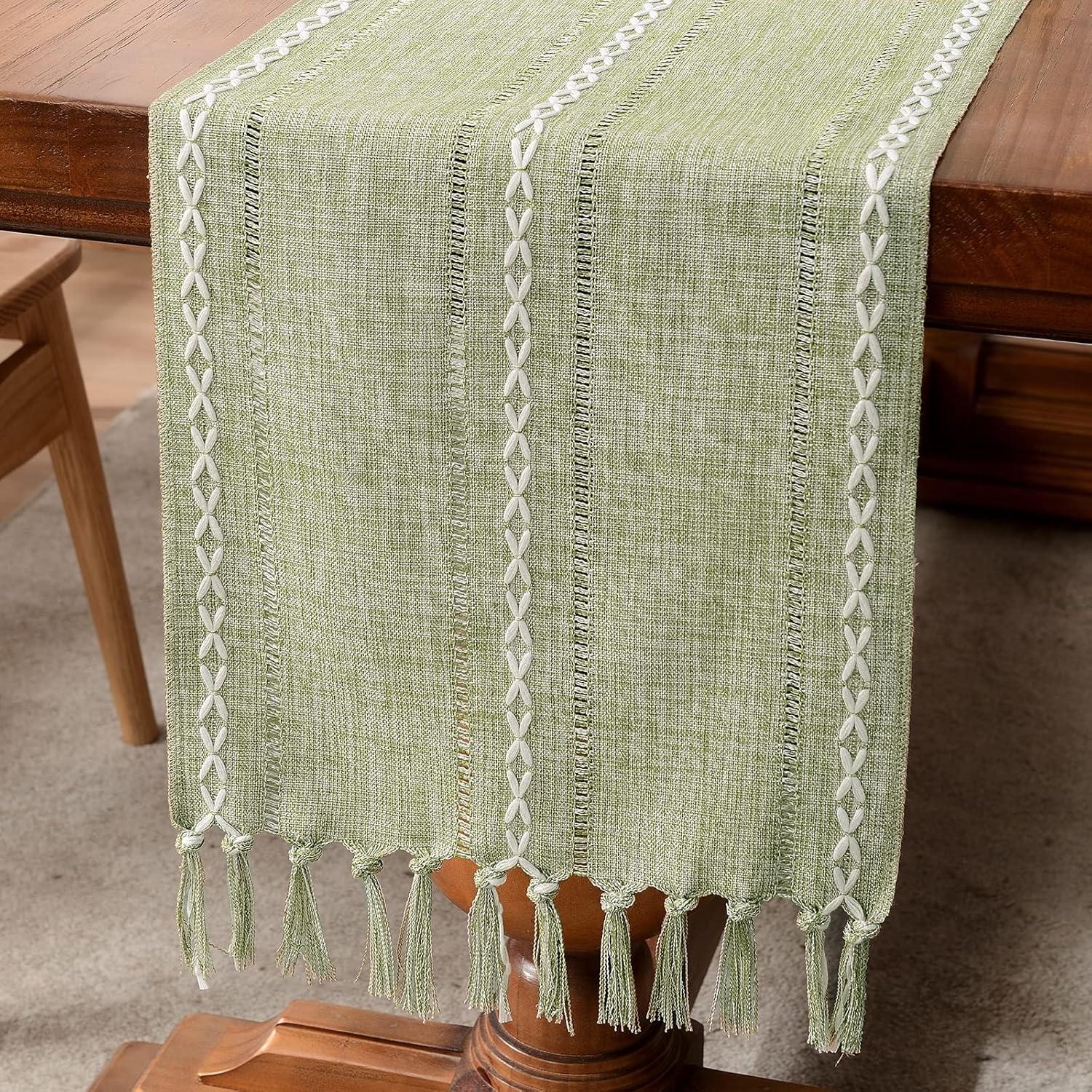 Amazon.com: Wracra Rustic Linen Table Runner Farmhouse Style Table ...