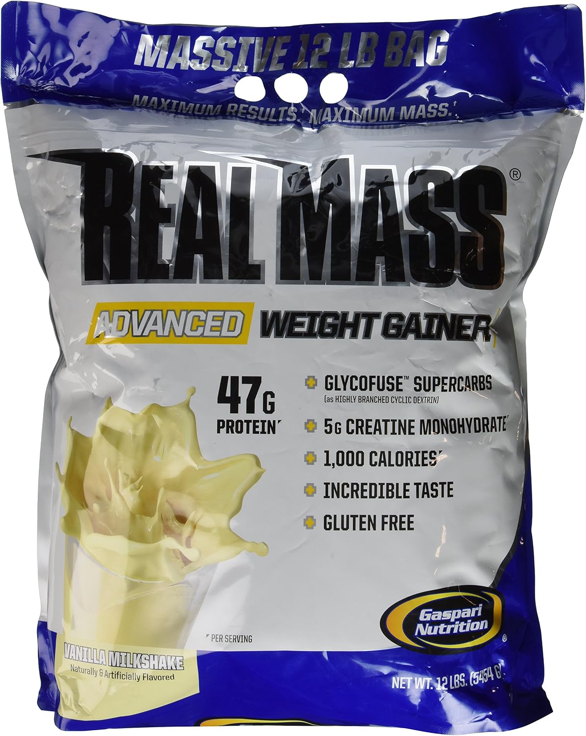 Amazon.com: Gaspari Nutrition Real Mass, Advanced Weight Gainer, High ...