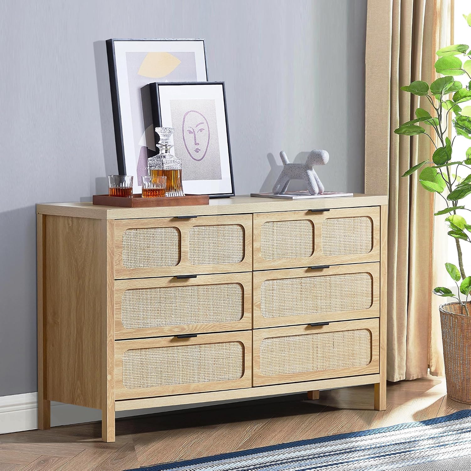 Amazon.com: LEVNARY 6 Drawer Dresser for Bedroom, Genuine Real Natural ...