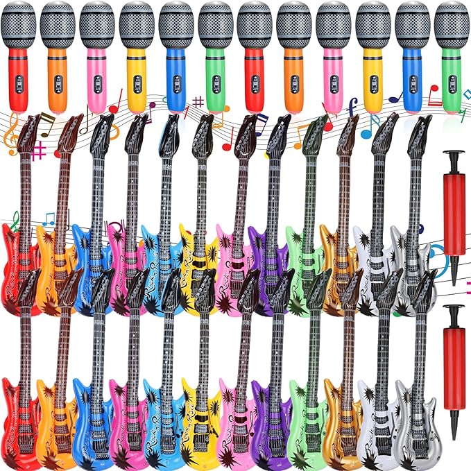 Amazon.com: Chitidr 24 Pcs Colorful Inflatable Instruments Rock Star ...