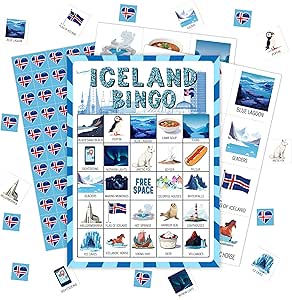 Amazon.com: pseuaudo Iceland Bingo Games, Travel Trip Bingo Cards ...