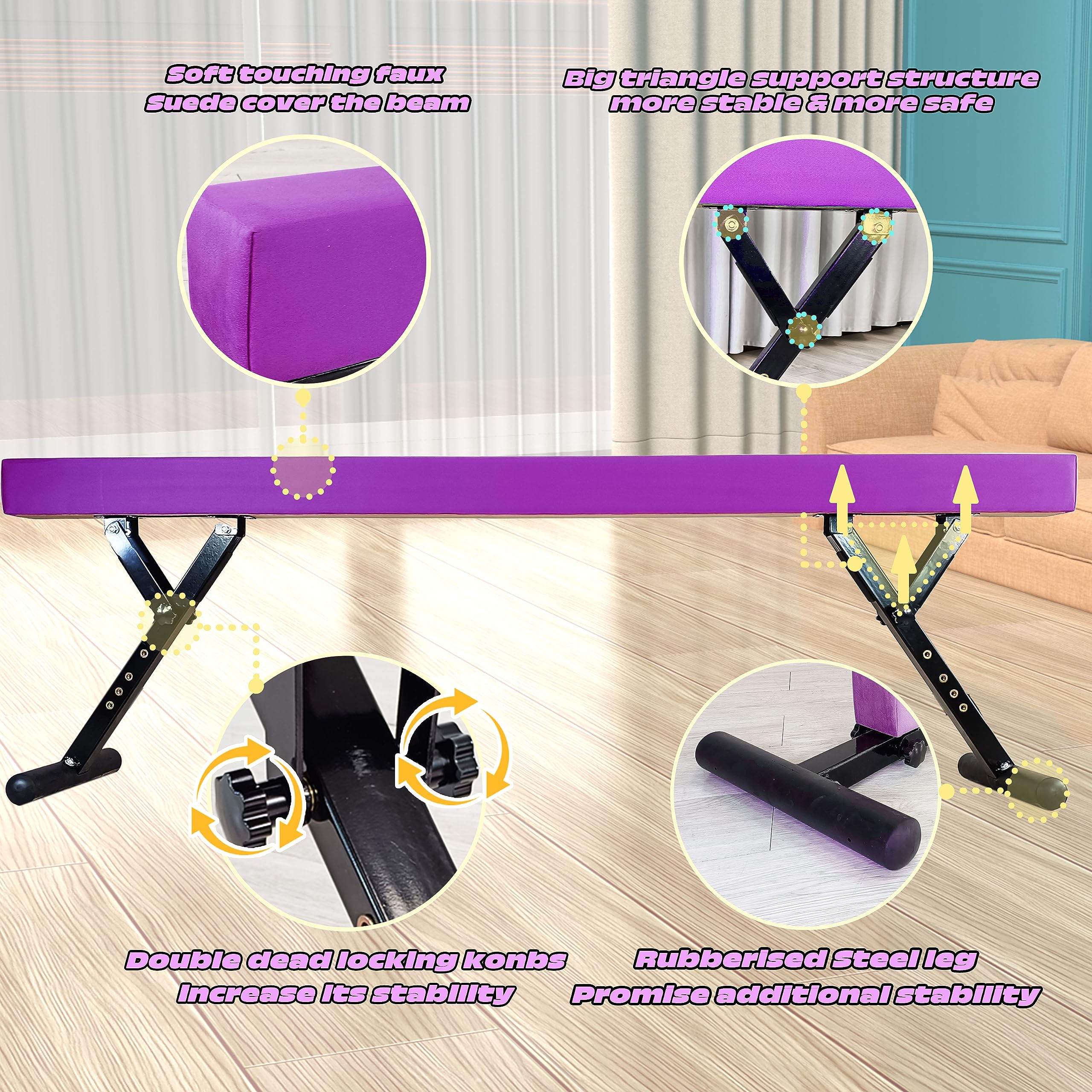 Snapklik.com : Seliyoo Adjustable Balance Beam For Kids, 8FT Gymnastics ...