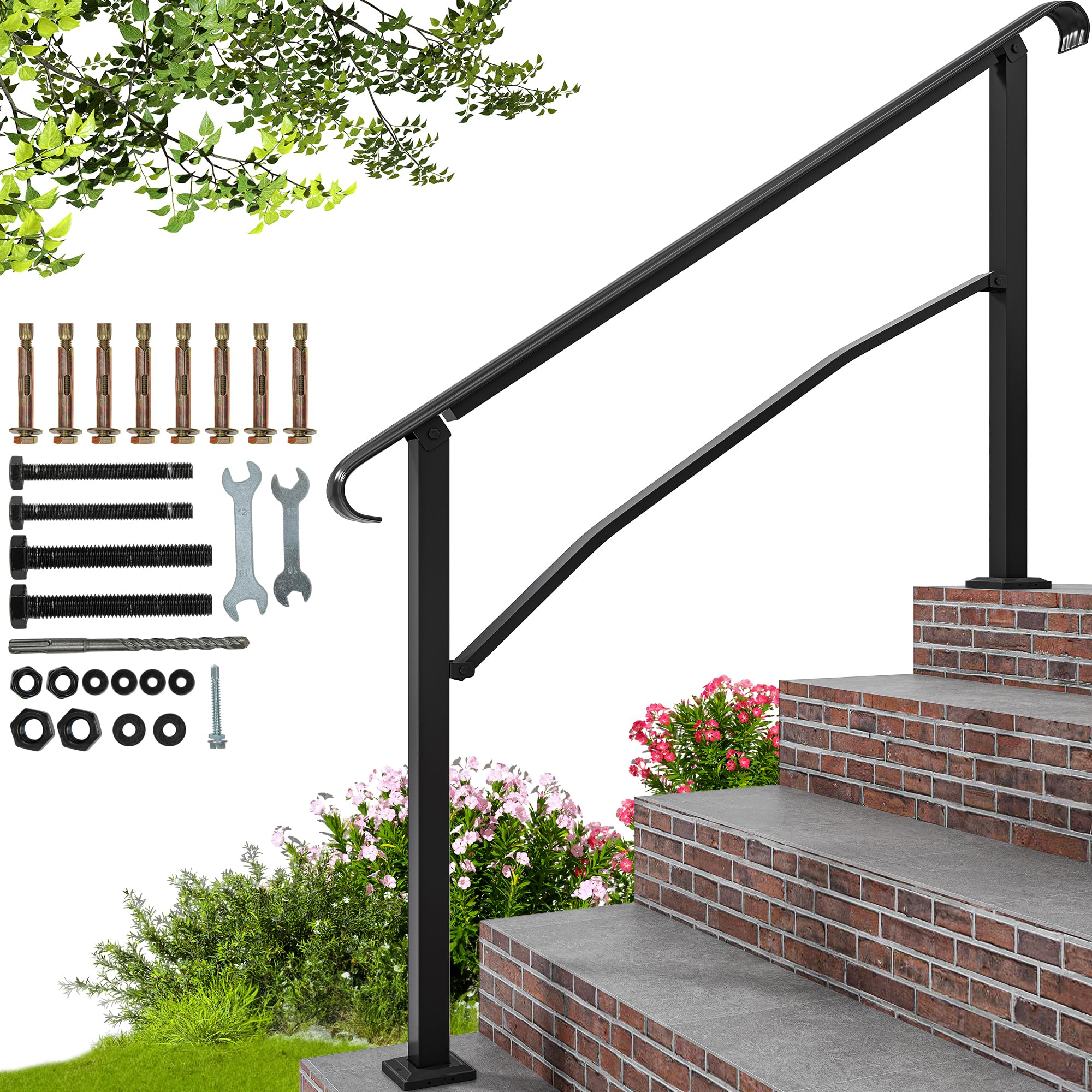 Snapklik.com : Handrails For Outdoor Steps,5-6 Step Stair Railing ...
