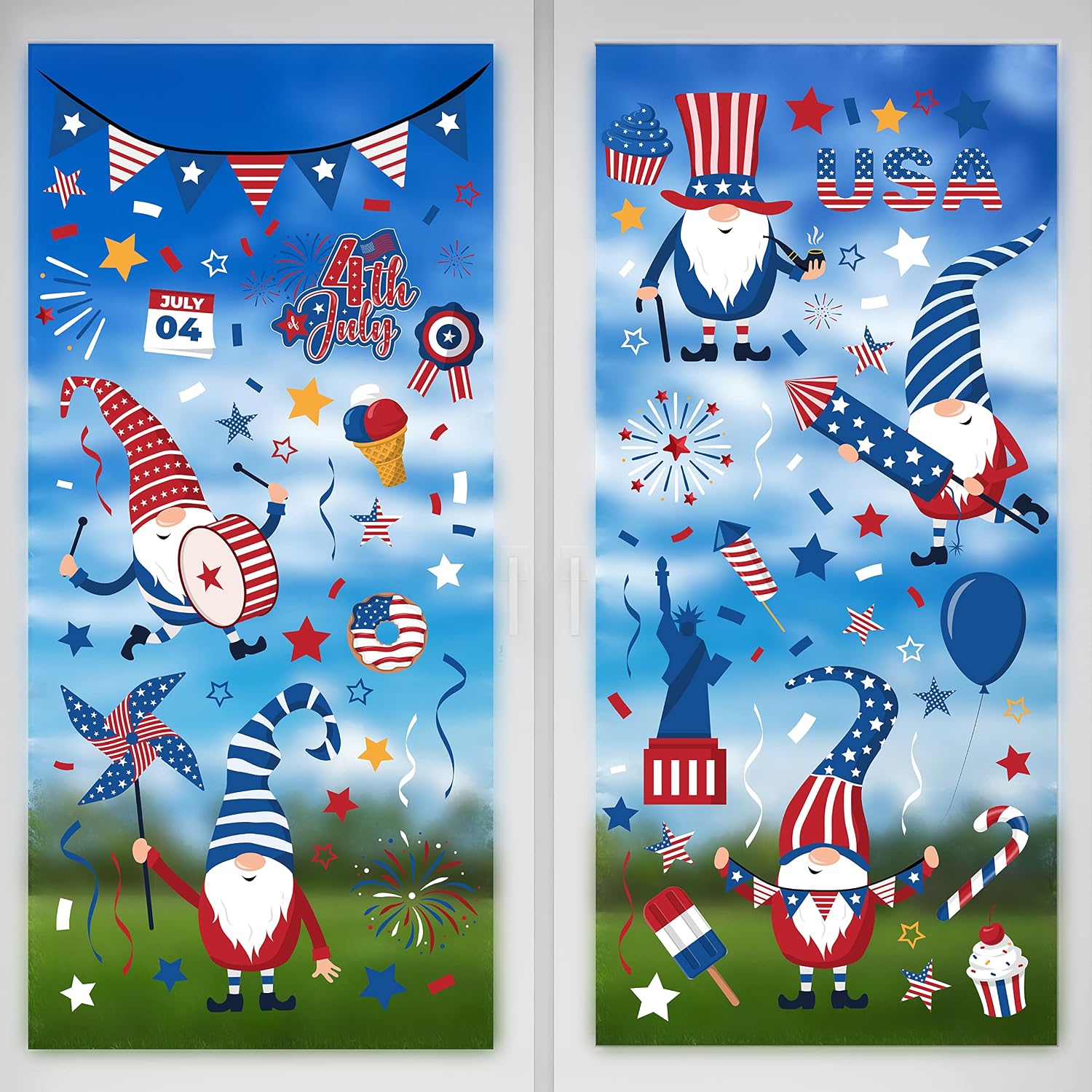 Amazon.com: WALPLUS 114 Pieces Patriotic Window Clings Decorations ...