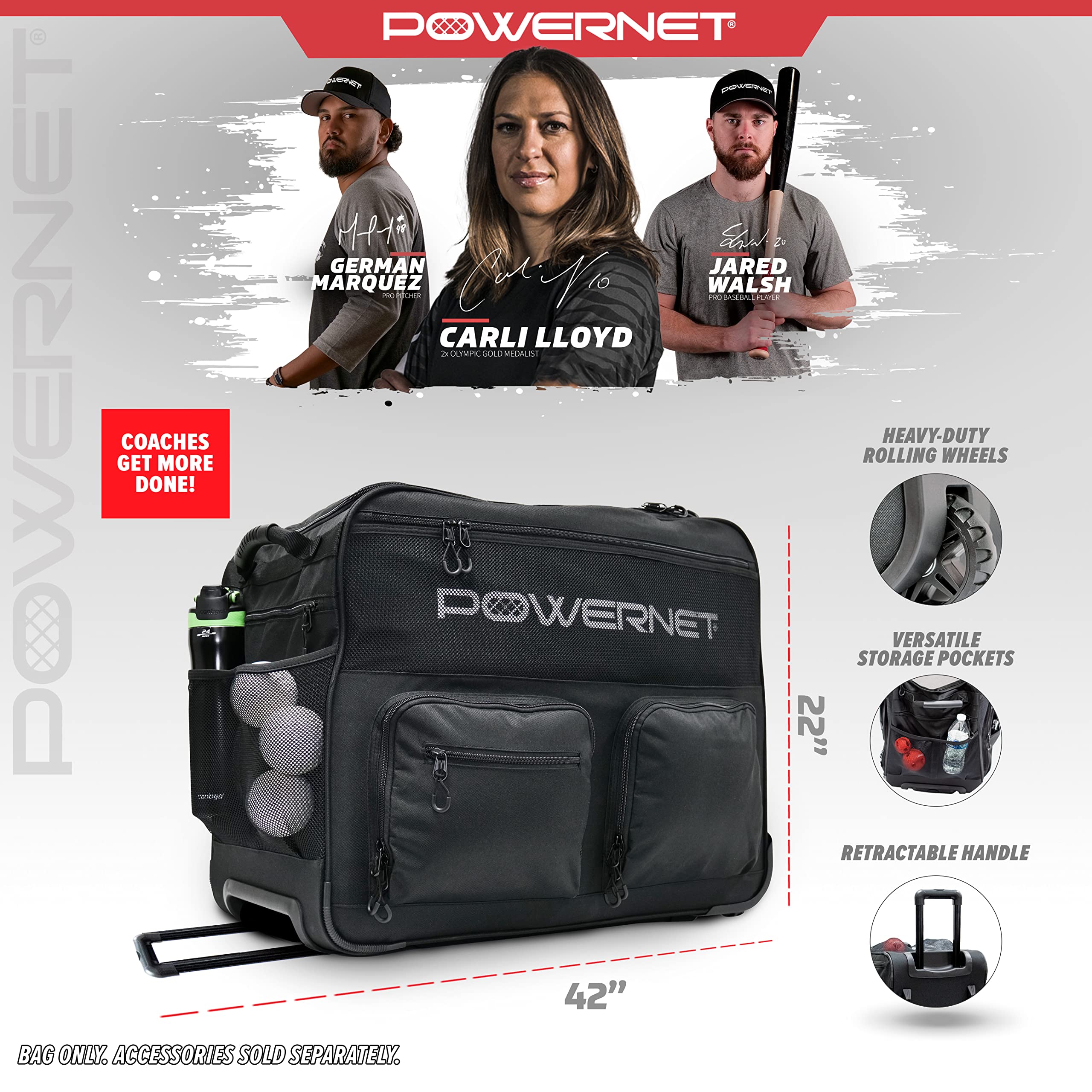 Snapklik.com : Corbin Carroll Rolling Baseball Coach Bag Caddy Carry ...