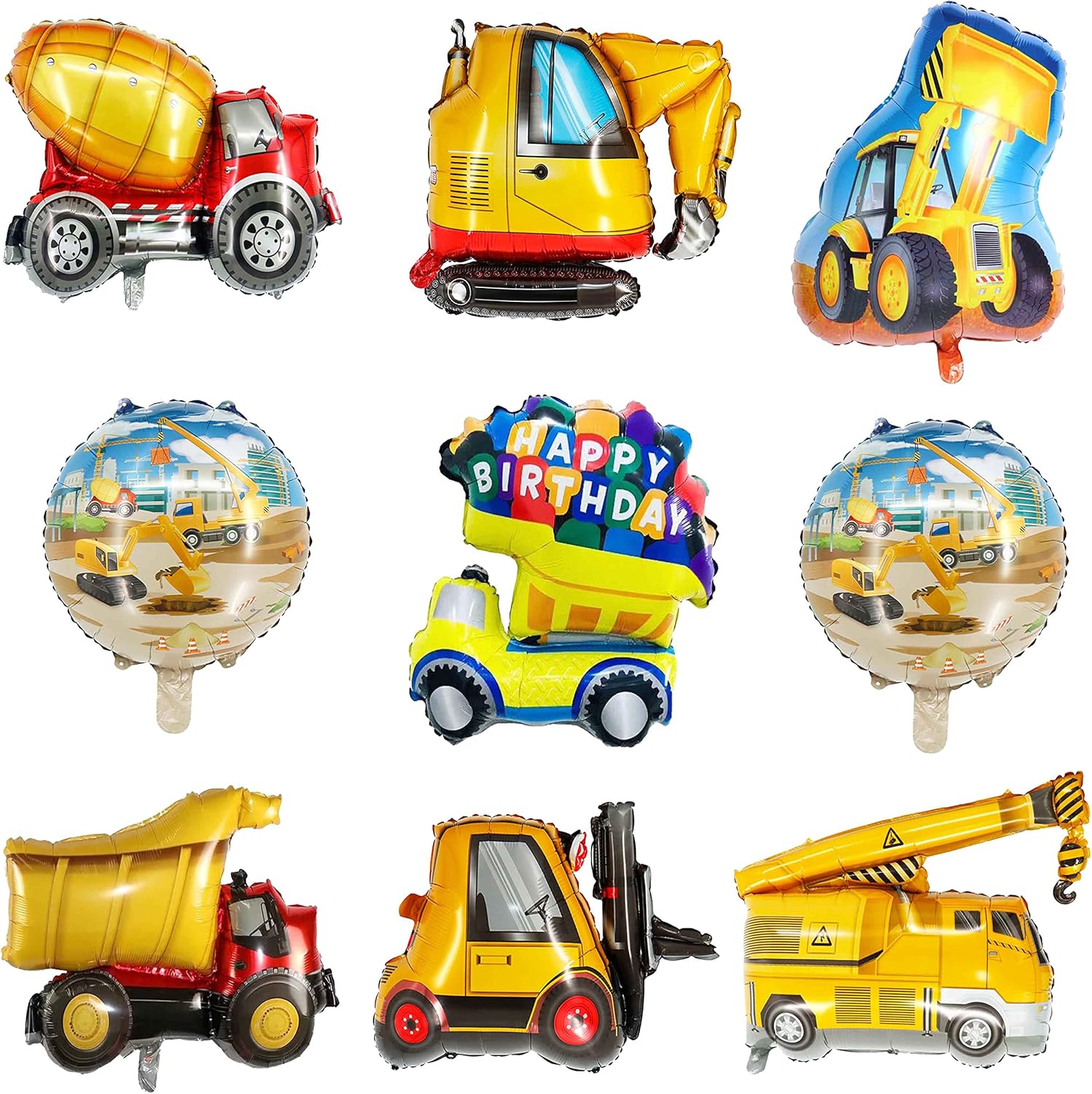 Amazon.com: 9 pcs Construction Balloons,Construction Birthday Party ...