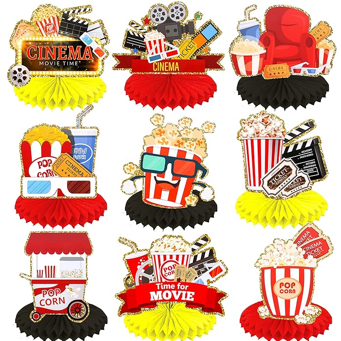 Buy 9PCS Movie Night Birthday Party Decoration Movie Table Honeycomb ...