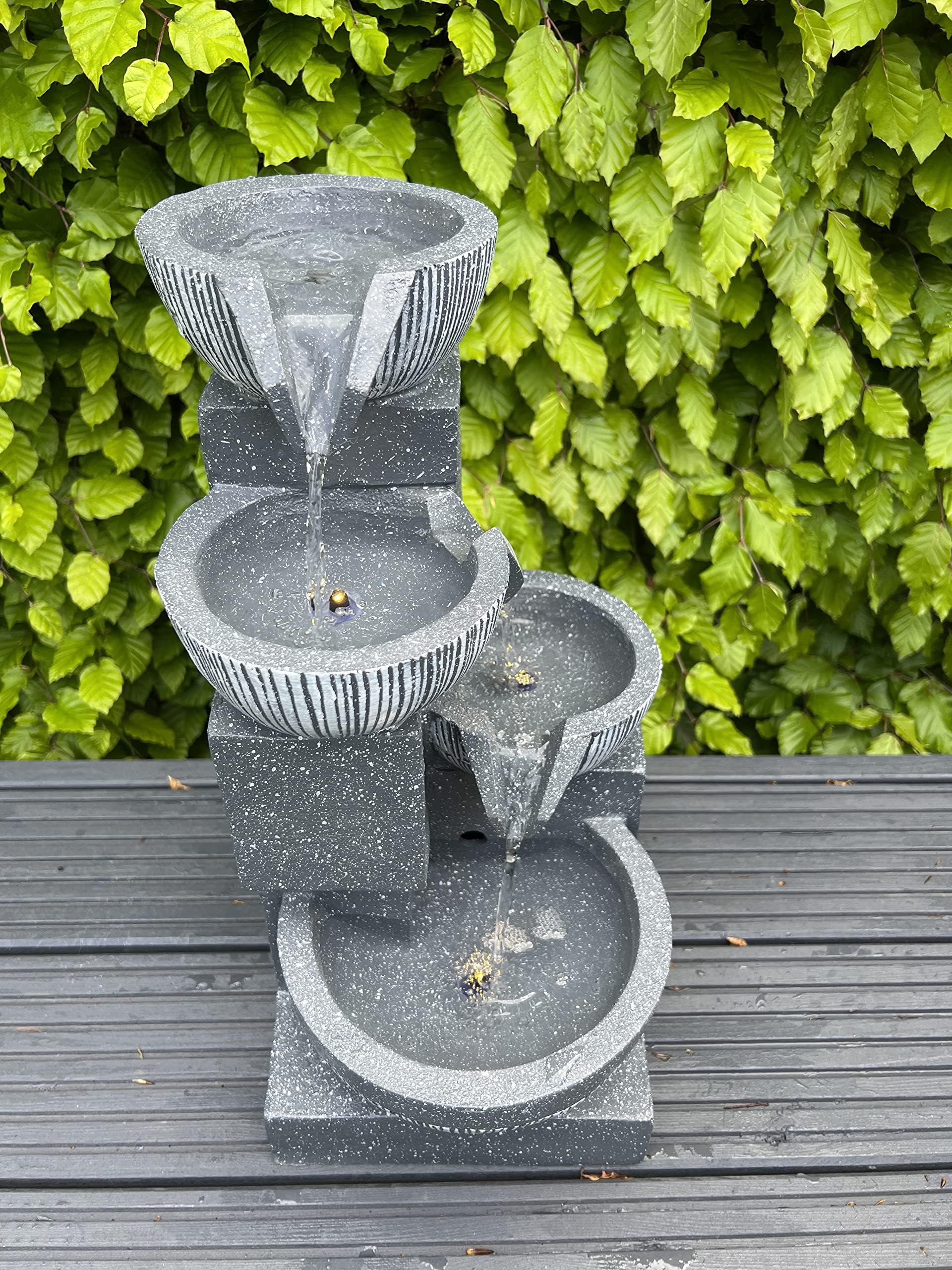 Direct Global Trading Solar Powered Charcoal Fountain Patio Garden ...