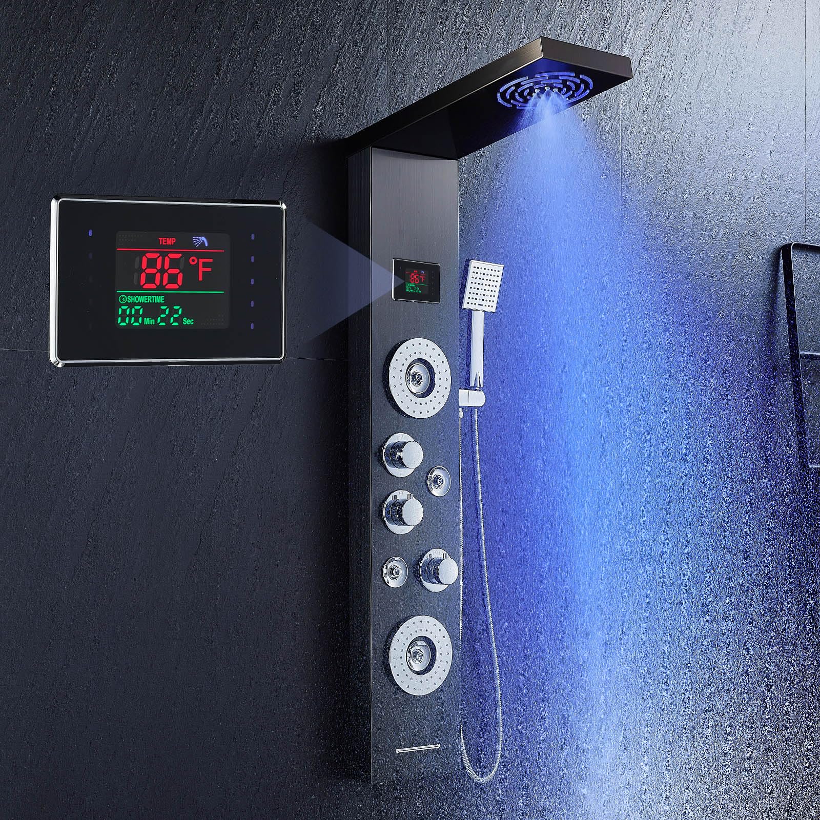 Buy ROVATE LED Shower Panel Tower System with Rainfall and Mist Shower ...
