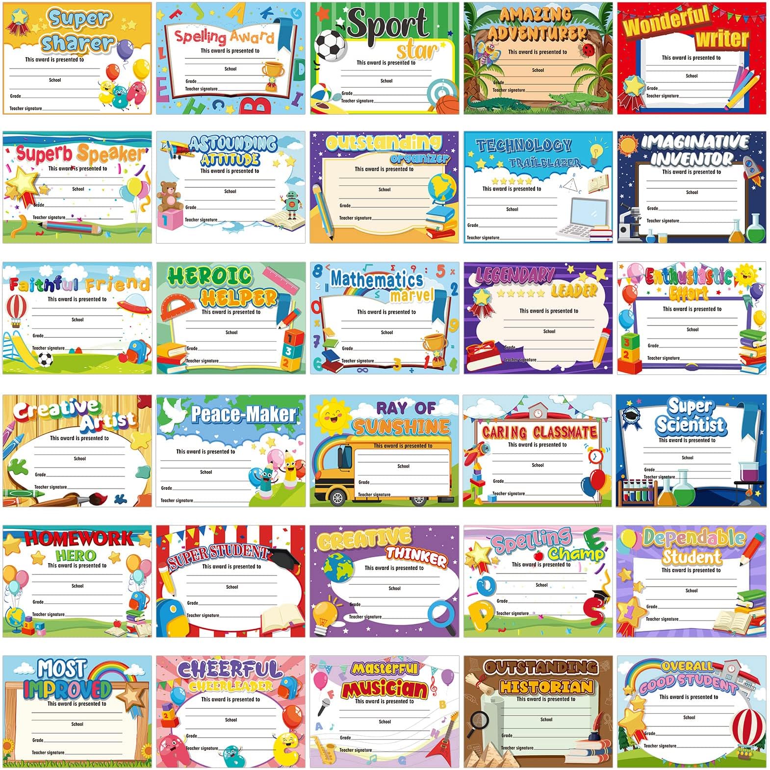 Amazon.com : Colorful Award Certificates for Students and Professionals ...