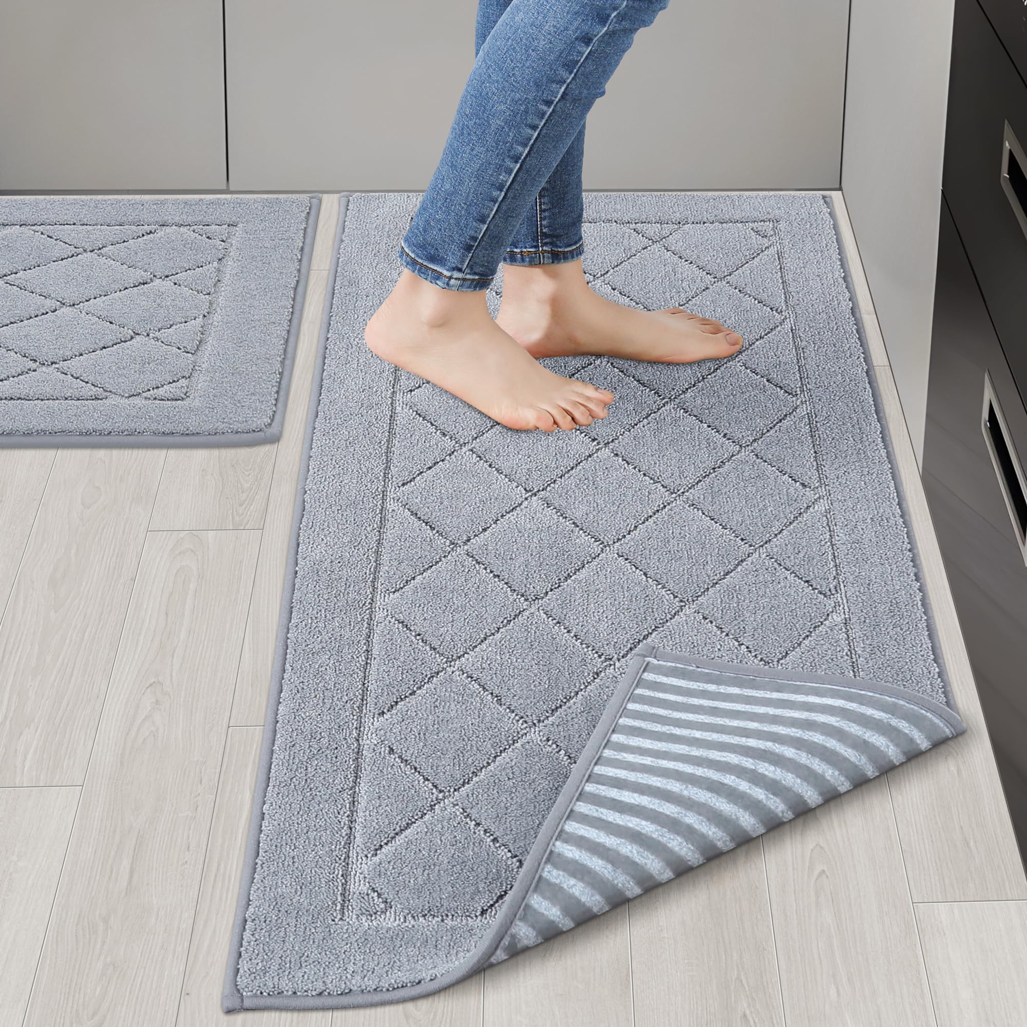 BEQHAUSE Kitchen-Rugs-Non-Slip with Self Adhesive Backing Kitchen Mats ...