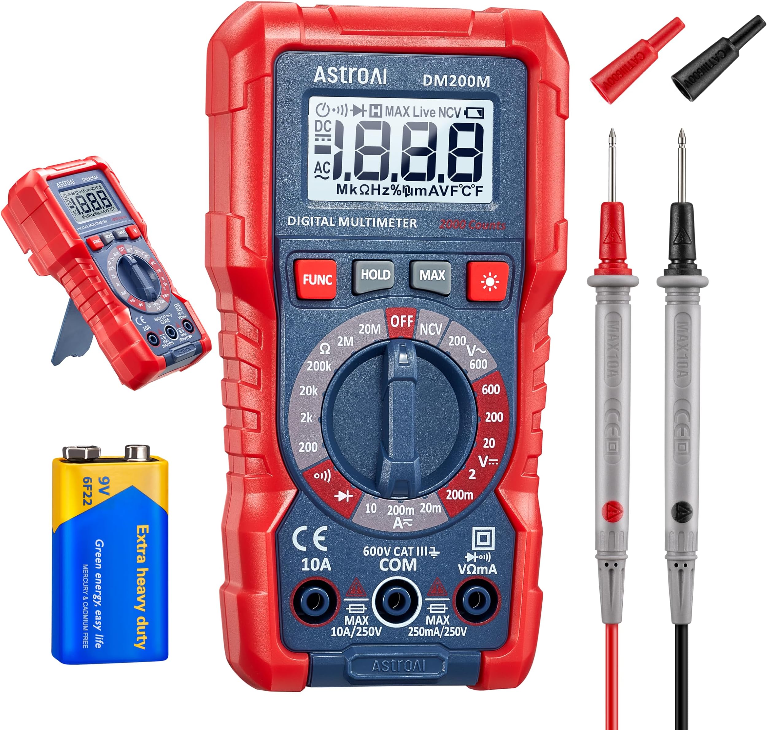 Crenova MS8233D Multimeter 6000 Counts Digital Multimeter DC AC Volt ...