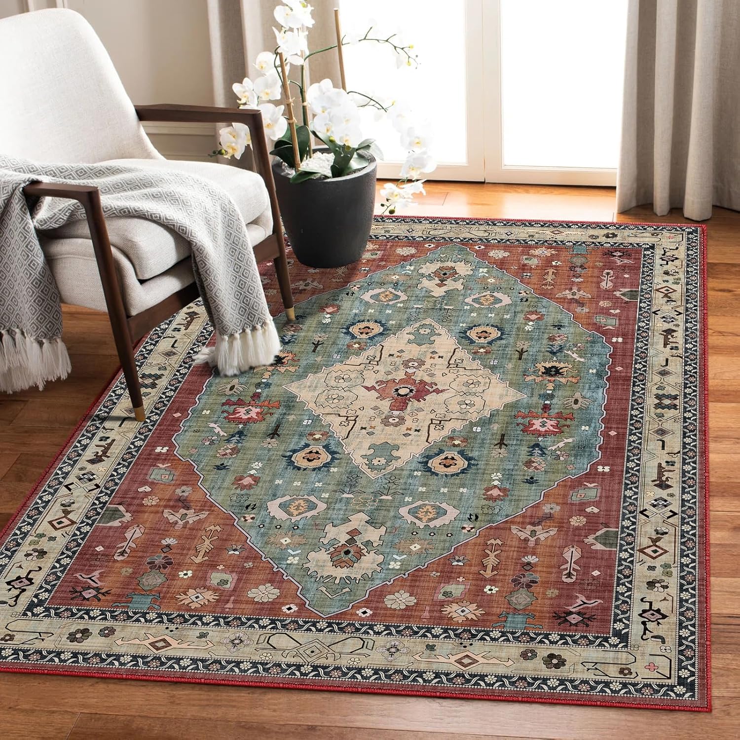 Amazon.com: Worxvell 3x5 Washable Rug - 3x5 Bedroom Non Slip Rugs for ...