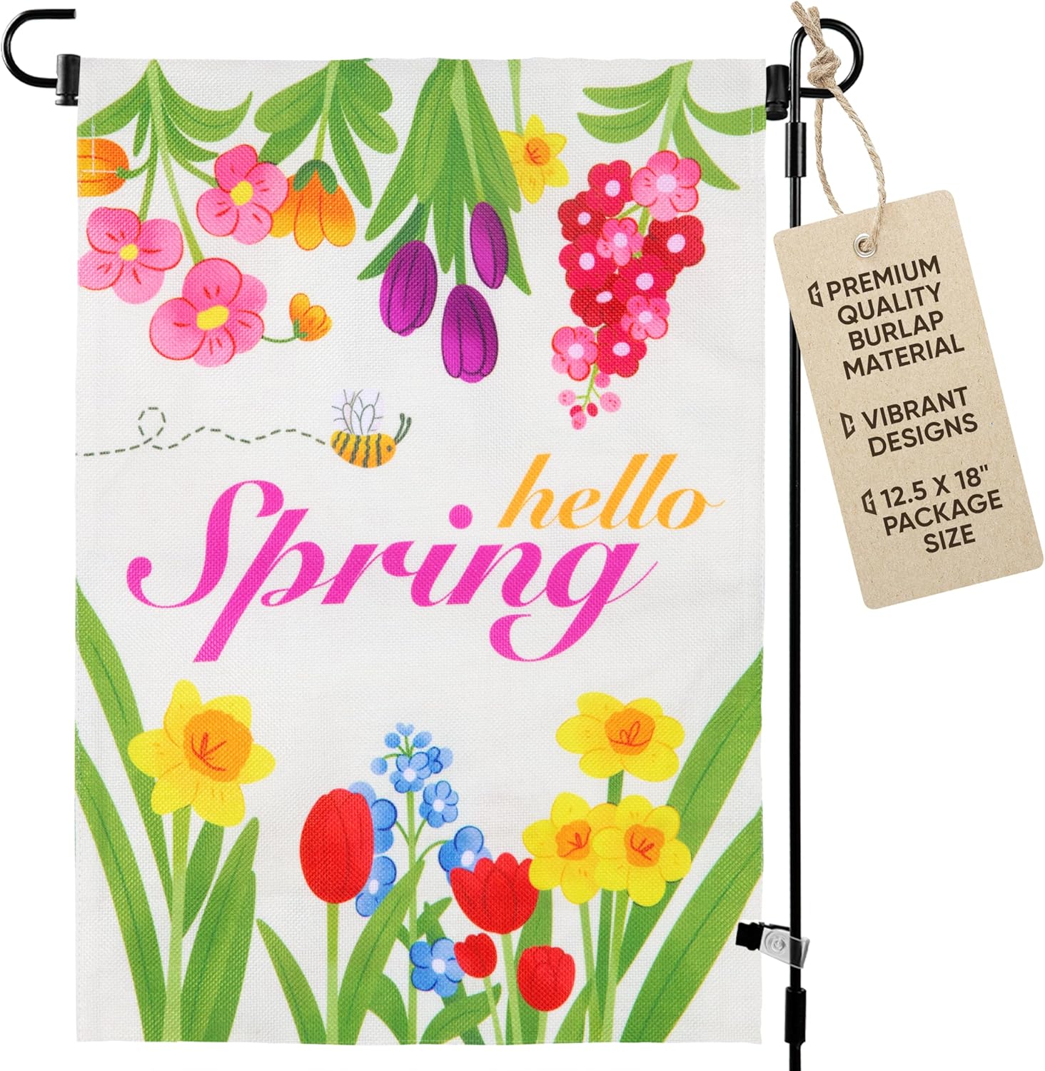 Amazon.com : Hello Spring Garden Flag 12.5 x 18 Inch – Double-Sided ...
