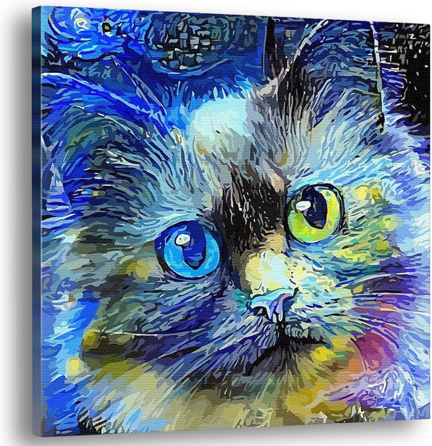 Amazon.com: Abstract Cat Canvas Wall Art & Nursery Decor For Cat Kitten ...