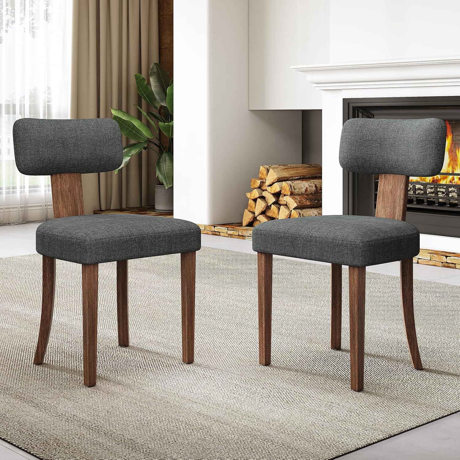 Amazon.com - AMERLIFE Kitchen Chairs Set of 2, Linen Chairs with ...