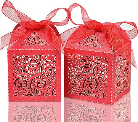 Amazon.com: COTOPHER 100Pcs Laser Cut Favor Boxes, 2x2x2.75in Small ...