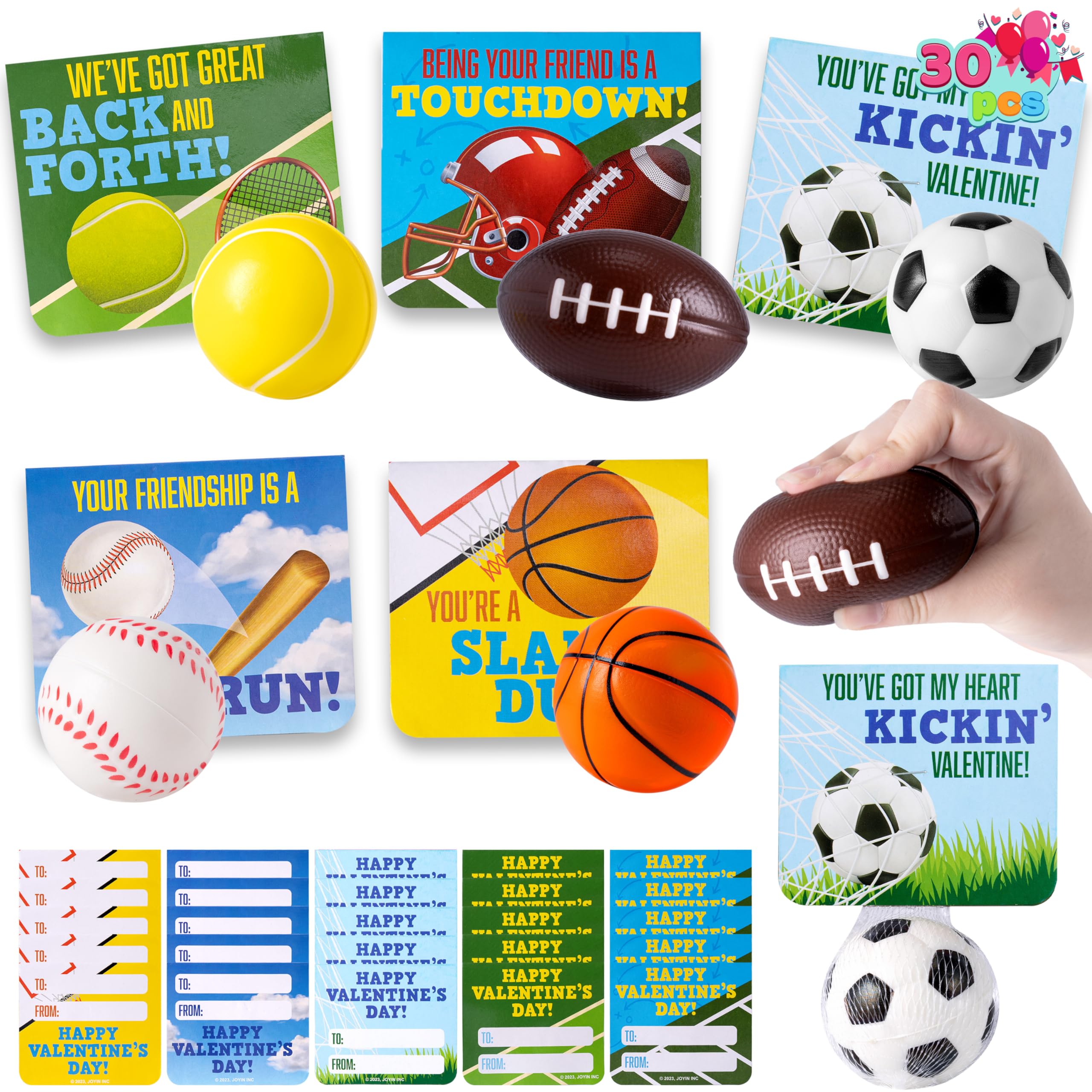 Amazon.com: JOYIN 30 Packs Valentines Day Sport PU Balls with Gift Card ...