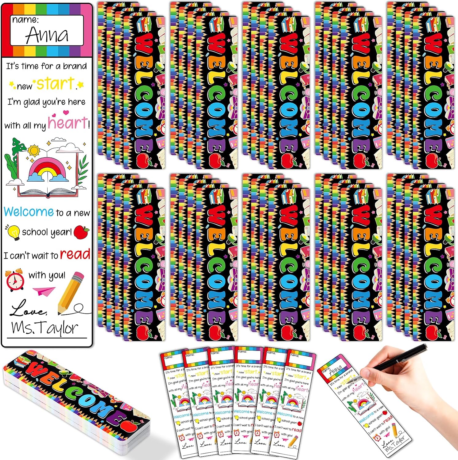 Amazon.com : 60 Pcs Personalized Welcome Back to School Bookmarks Set ...