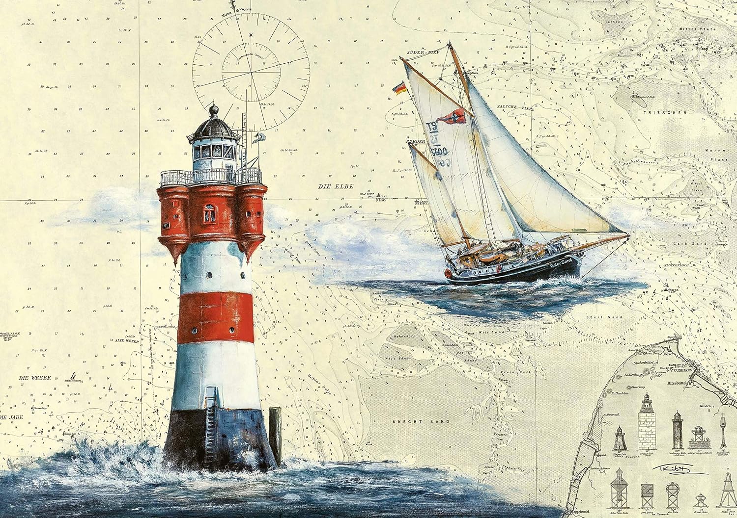 Thomas Kubitz Fine Art Tischset Leuchtturm und Gaffelketsch Roter Sand ...