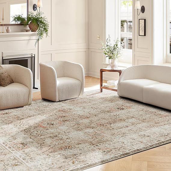 Amazon.com: LIMON HOME Area Rug for Living Room 5x7, Washable Brown and ...