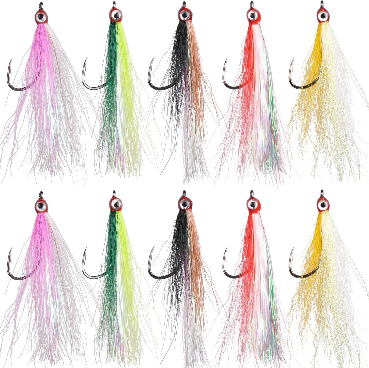 Bucktail Teasers Fishing Hook Fly Streamer Flies, Classic Clouser ...
