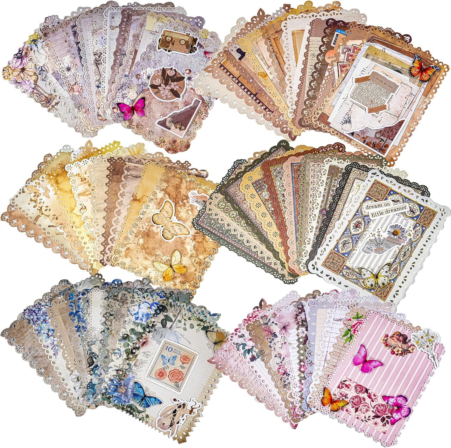 Amazon.com: 60 Sheets Lace Edged Scrapbook Paper Assorted Set 6 Pack ...