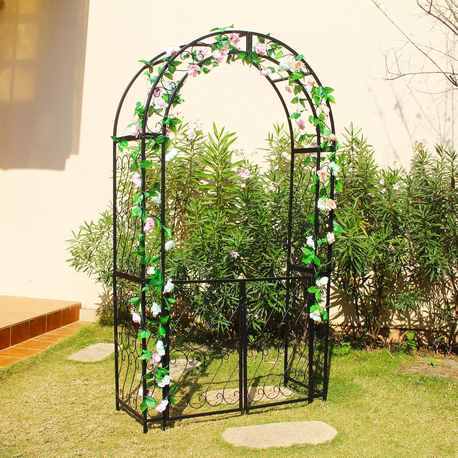 Amazon.com : SCENDOR Heavy-Duty Arbor with Gate 48.8" W x 83.5" H, Iron ...