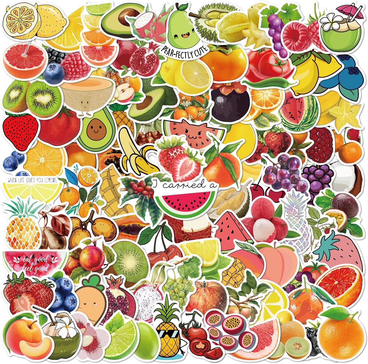 Amazon.com: Fruit Stickers 100PCS Cartoon Stickers Waterproof Vinyl ...