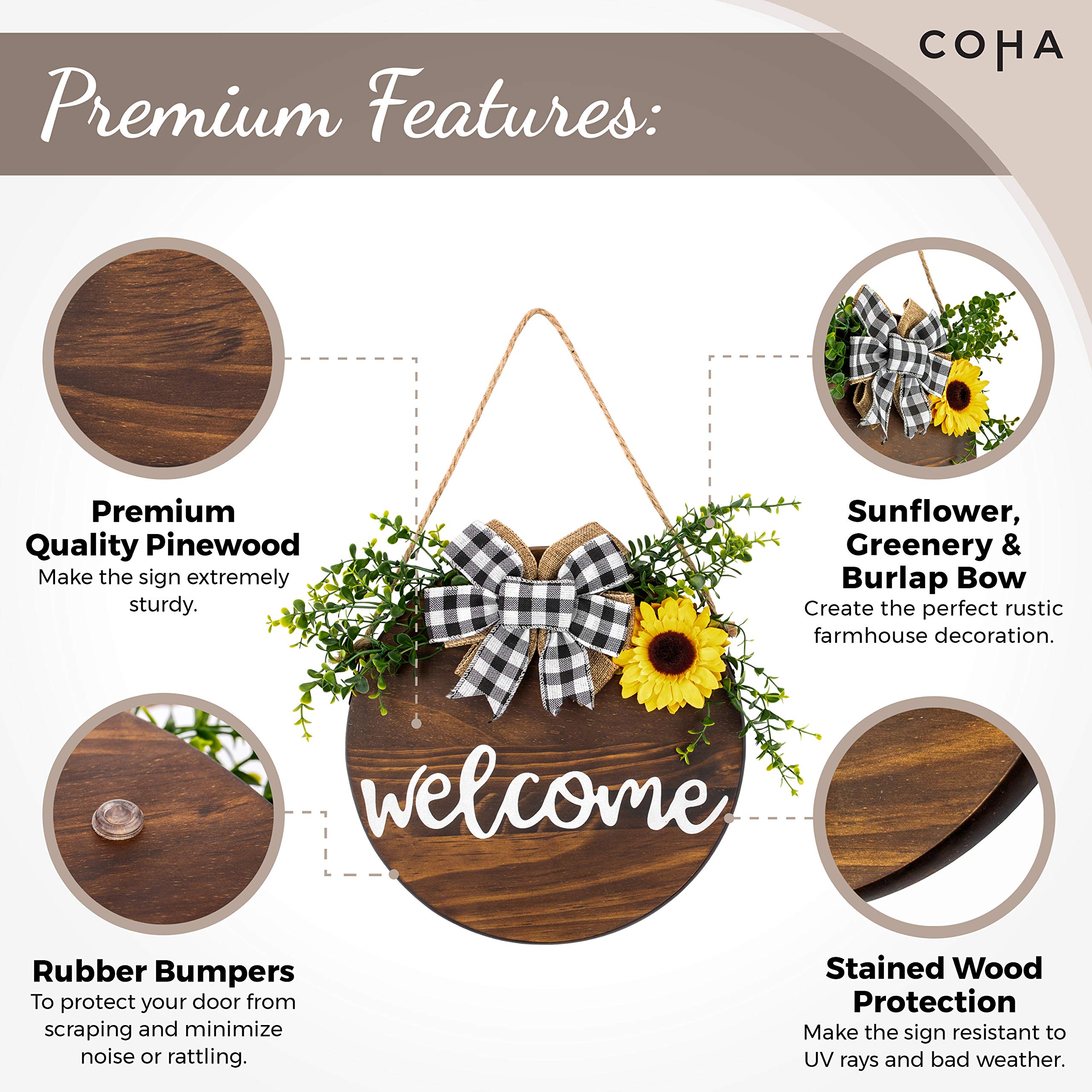 Buy Rustic Welcome Signs for Front Door by Coha, Front Door Decor ...