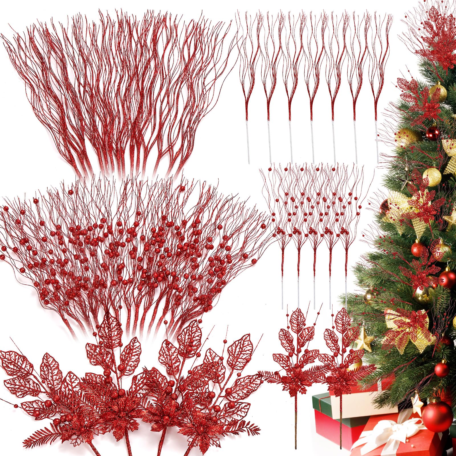 Amazon.com: Serwalin 32 PCS Christmas Tree Picks Filler,Artificial ...