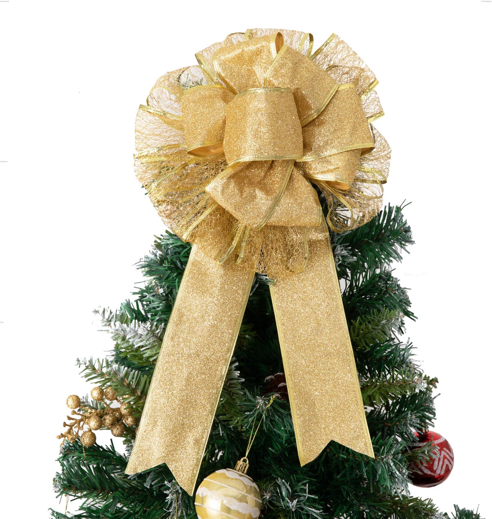 Amazon.com: Christmas Tree Bow Topper 14 x 24 Inches Large Gift Bow ...