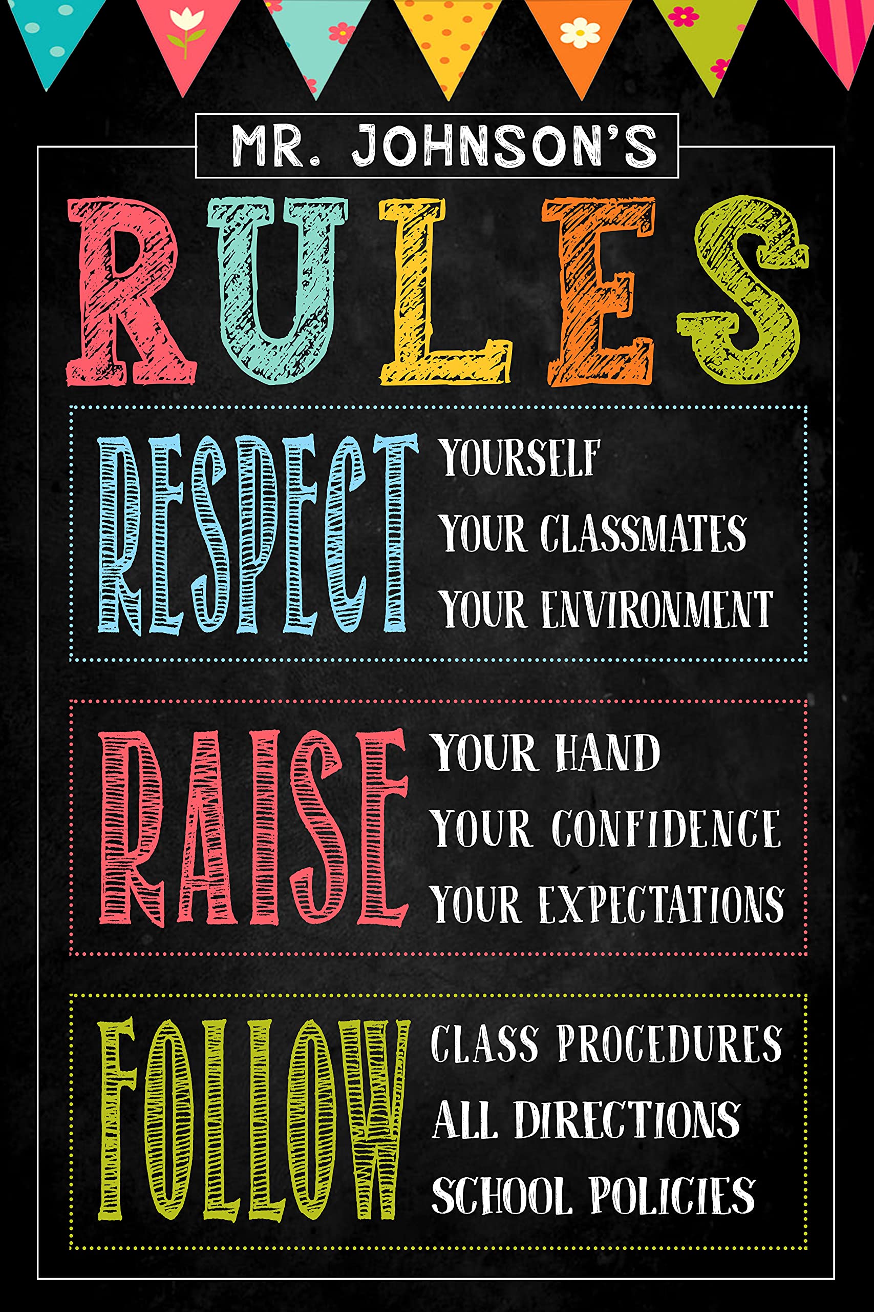 Buy Jinniee Teacher Rules Classroom Rules Personalized Teacher Name ...
